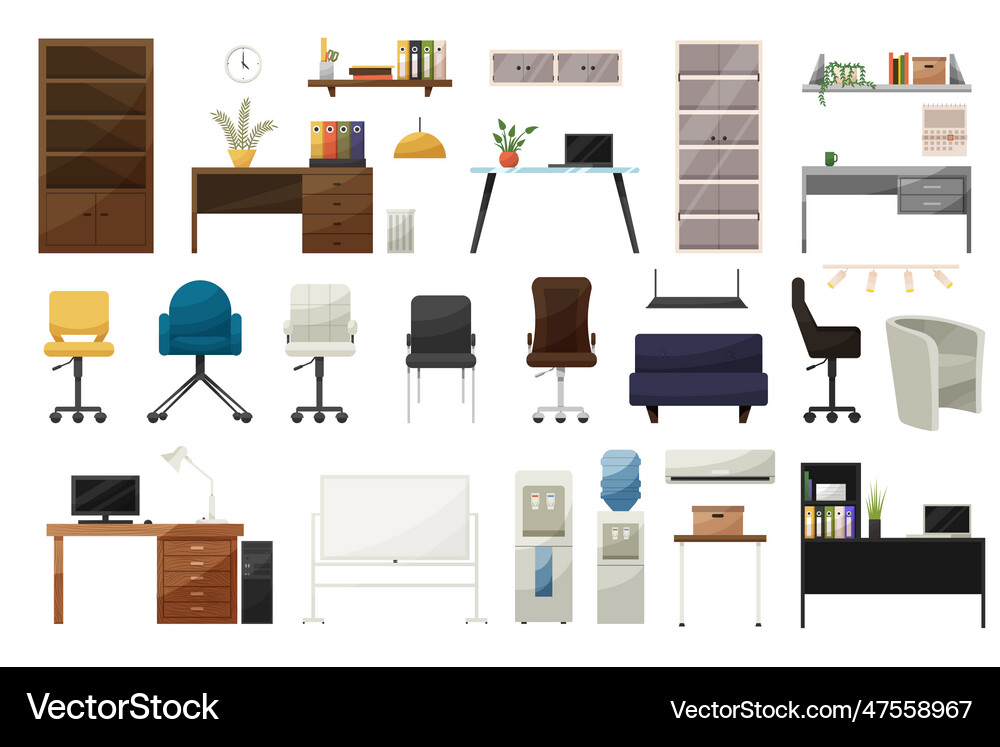 Office furniture set Royalty Free Vector Image
