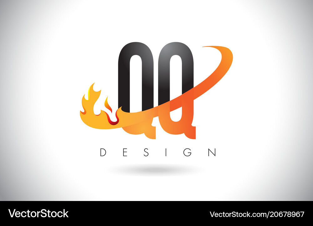 Qq q letter logo with fire flames design Vector Image