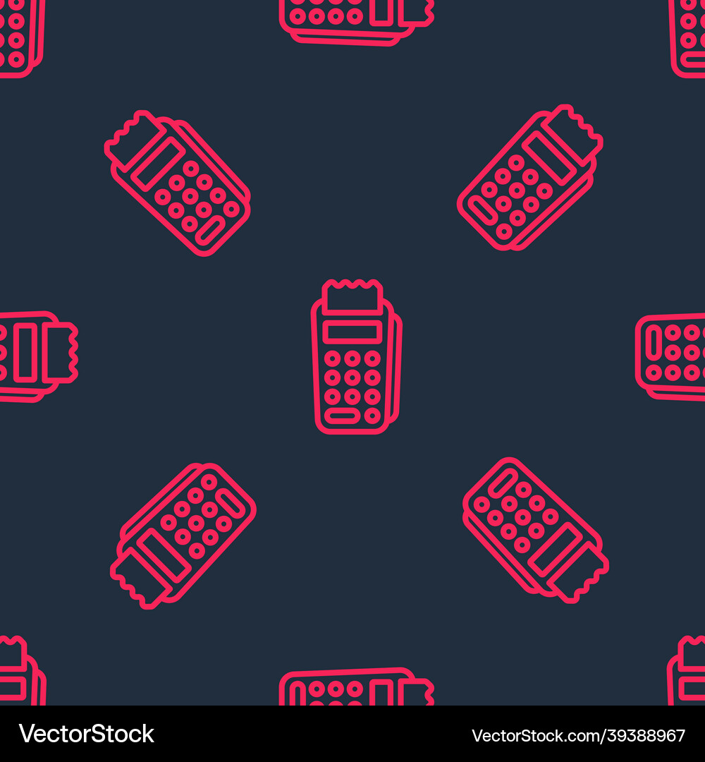 Red line pos terminal with inserted credit card Vector Image