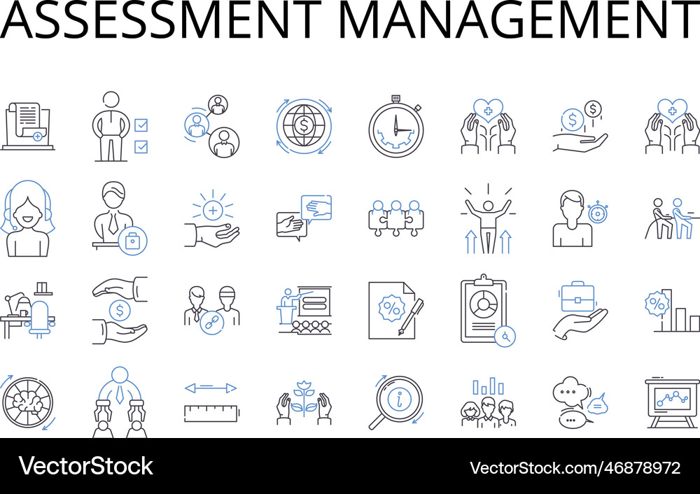 Assessment management line icons collection risk Vector Image