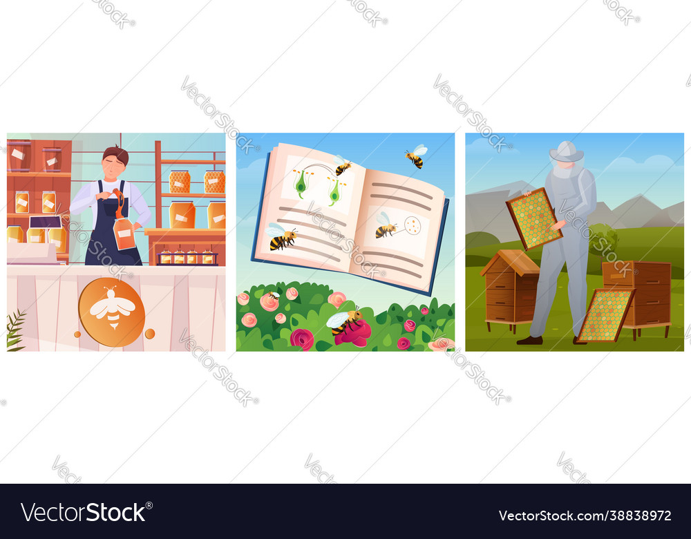 Beekeeping flat Royalty Free Vector Image - VectorStock