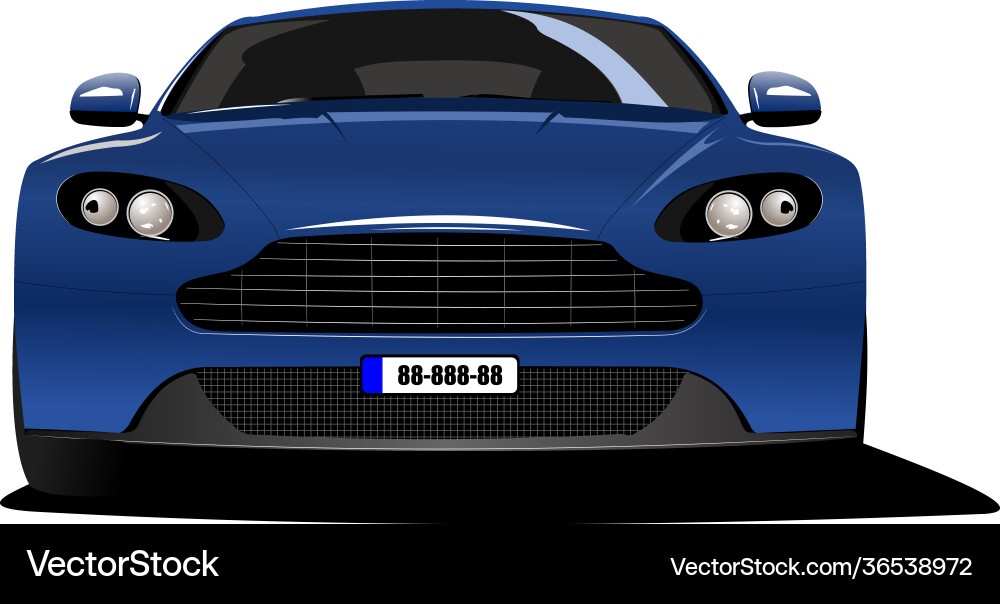 Blue sedan car frontal veiw colored 3d Royalty Free Vector