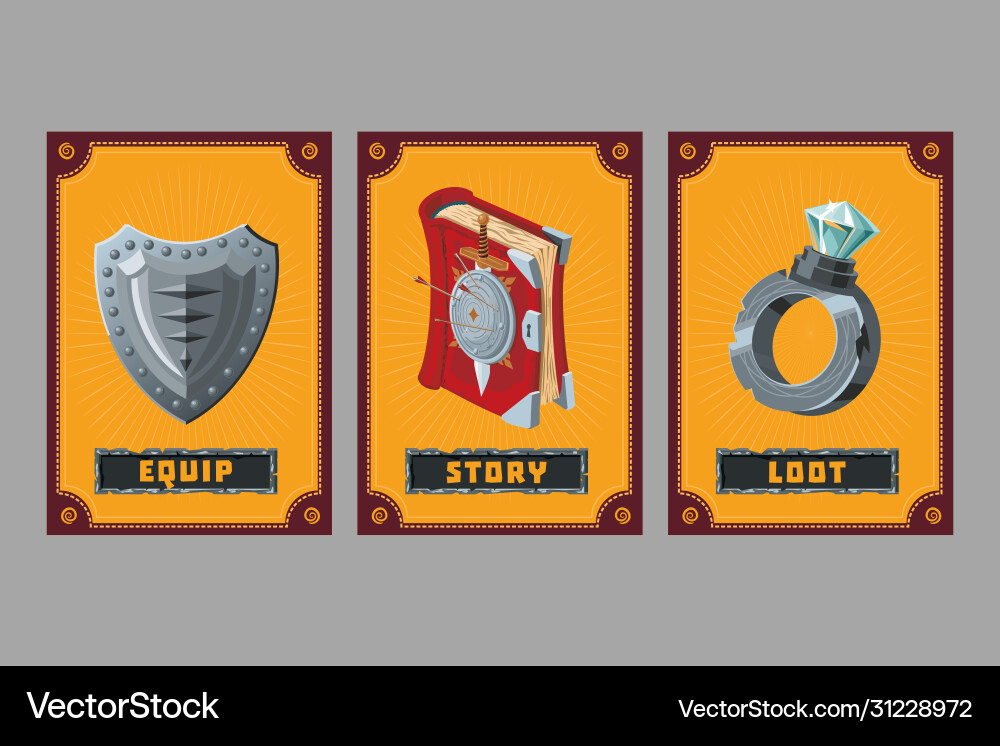 Card game collection fantasy ui kit with magic Vector Image