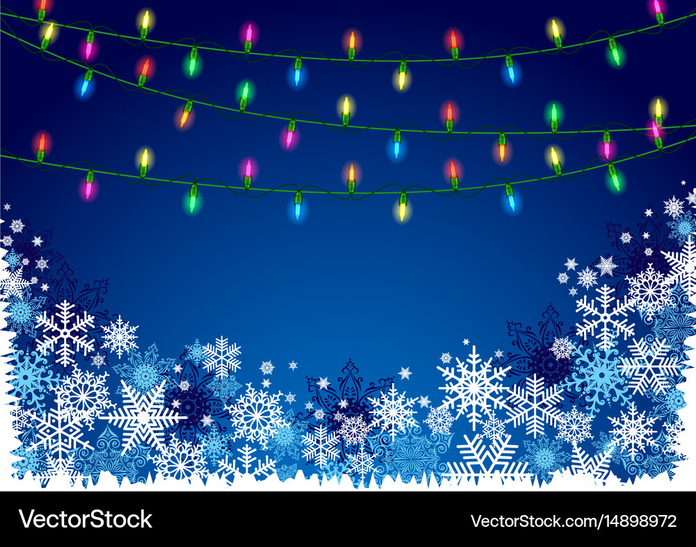 Christmas lights and snowflakes Royalty Free Vector Image