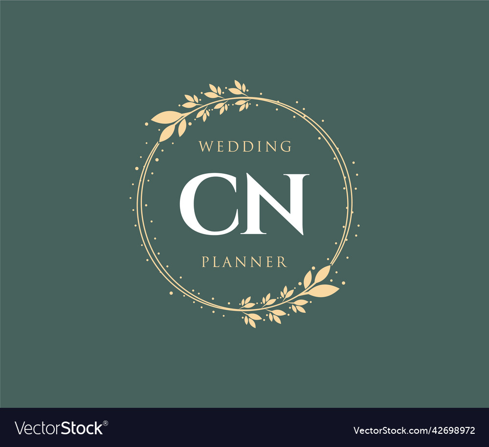 Cn initials letter wedding monogram logos Vector Image