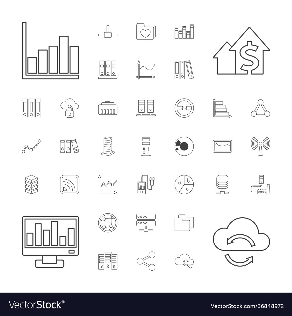 Daten Icons Lizenzfreies Vektorbild - VectorStock