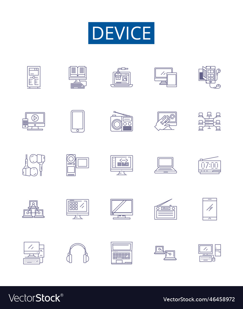 Device line icons signs set design collection Vector Image Device line icons signs set design collection Vector Image