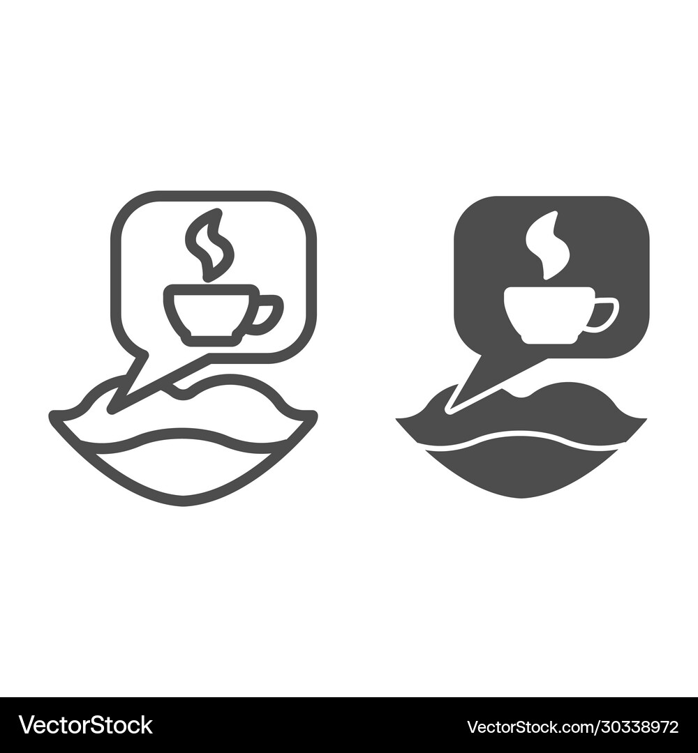 Female mouth and coffee break line and solid icon Vector Image