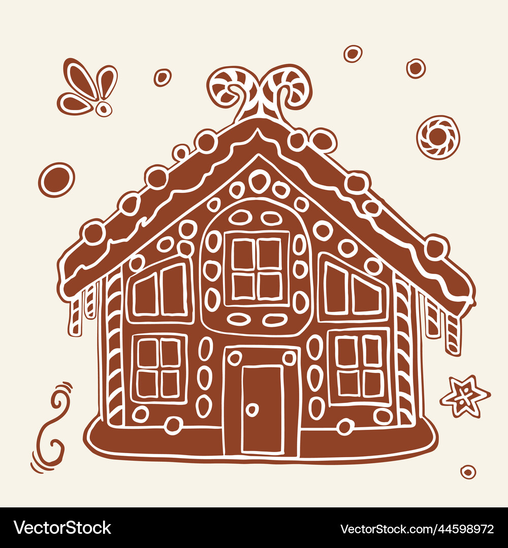 Gingerbread house for christmas cute handmade Vector Image