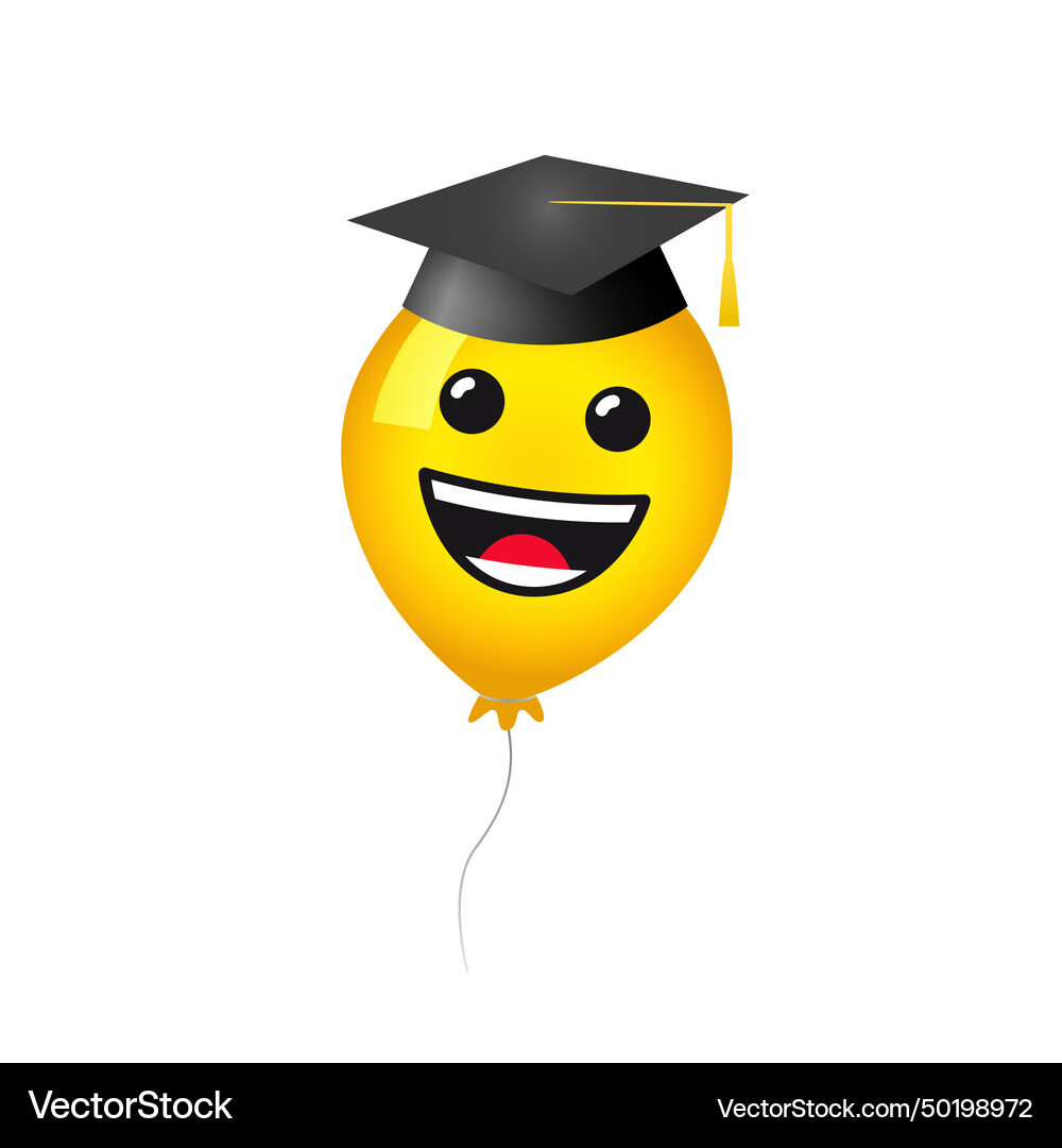 Graduating 3 d yellow air balloon Royalty Free Vector Image