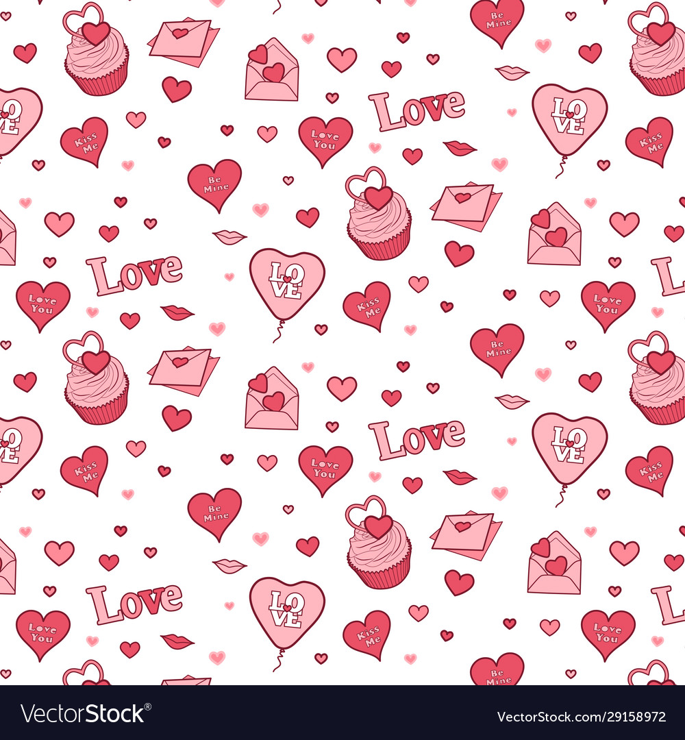 Happy valentines day colourful seamless pattern Vector Image