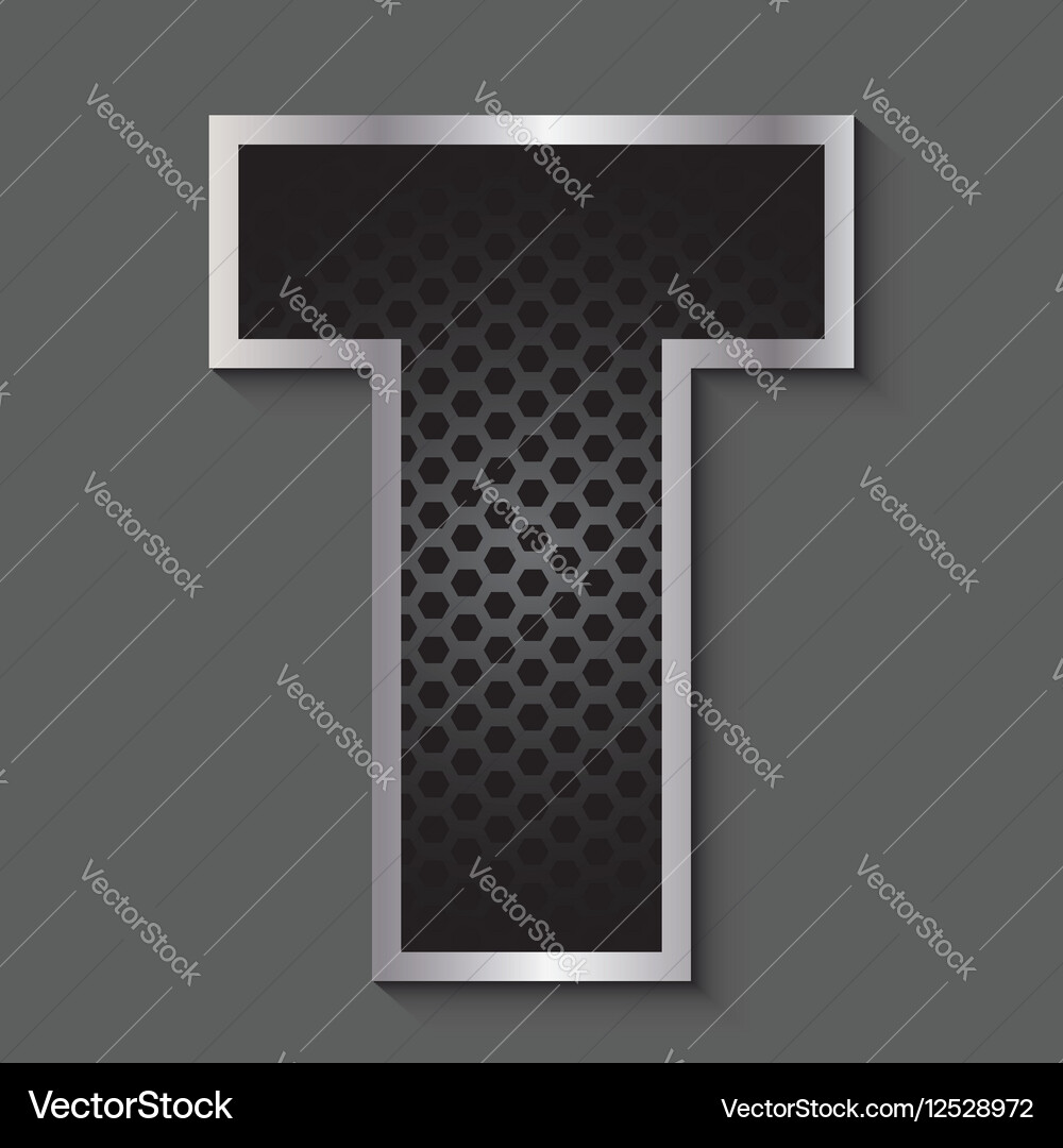Metal grid font - letter T Royalty Free Vector Image
