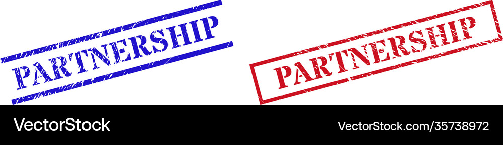 Partnership textured rubber seal stamps Royalty Free Vector