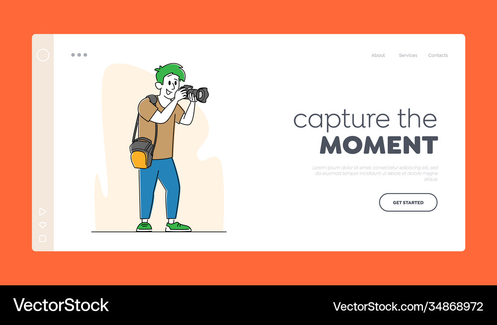Professional photographer with photo camera make Vector Image