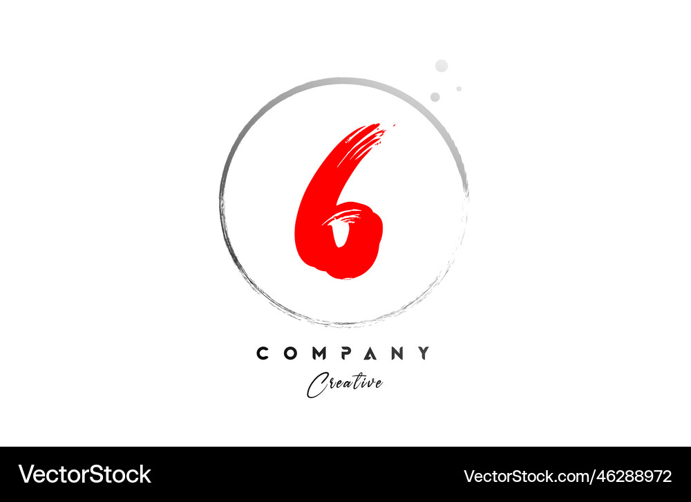 Red grey 6 number letter logo icon design Vector Image