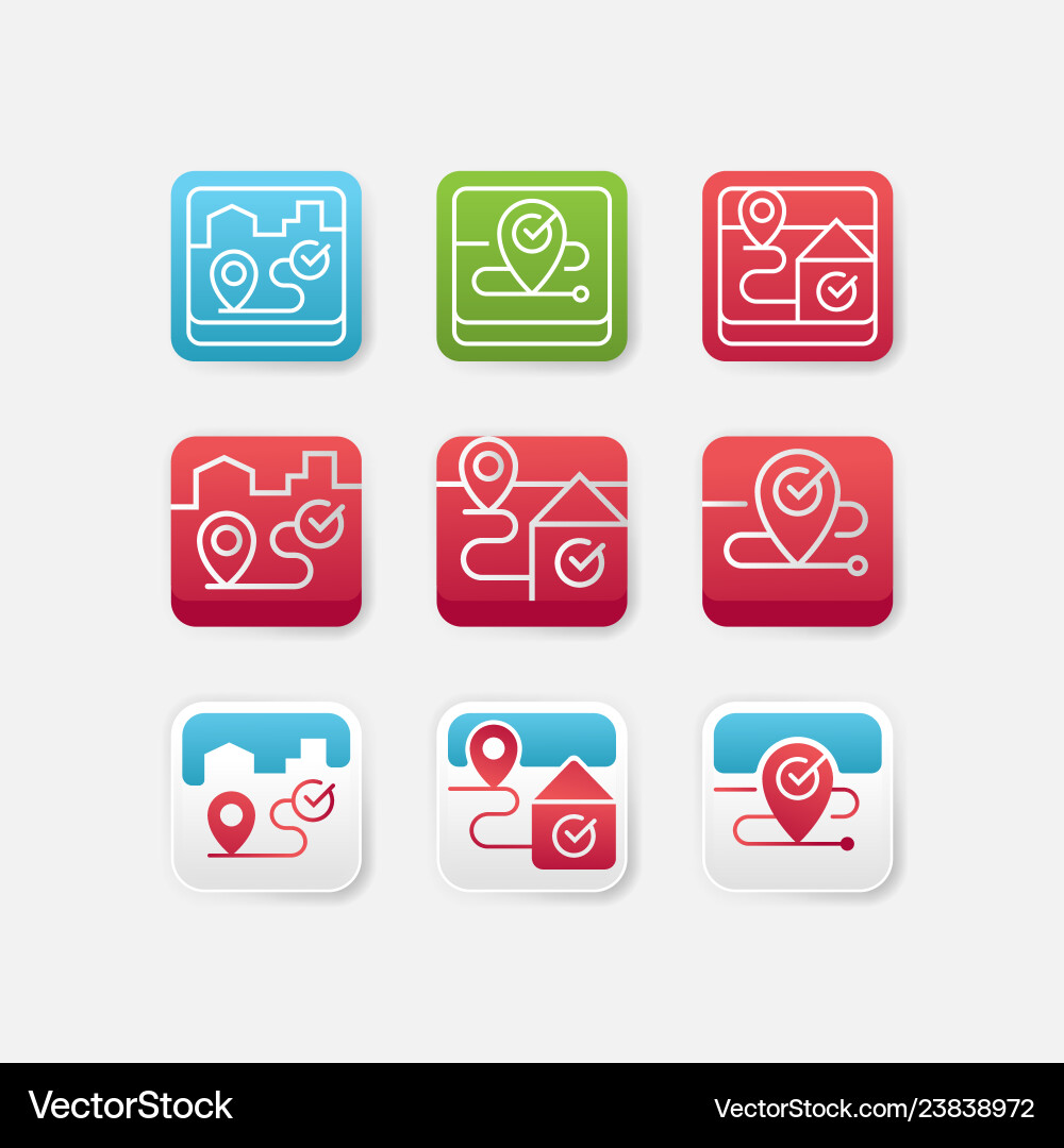 Set of location app icon Royalty Free Vector Image