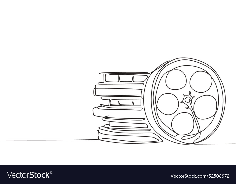 Single continuous line drawing stack retro old Vector Image