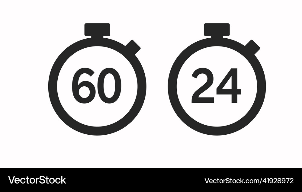 Time icon set 24 hours and 60 minutes Royalty Free Vector
