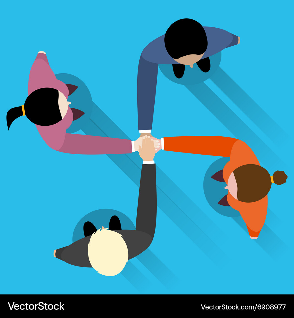 Businessman and woman join hands Royalty Free Vector Image