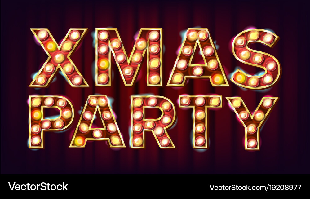 Christmas retro party sign realistic Royalty Free Vector