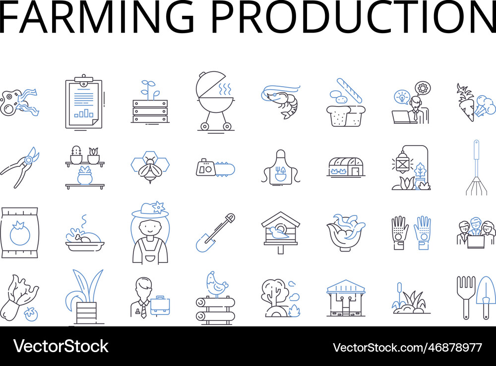 Farming production line icons collection Vector Image