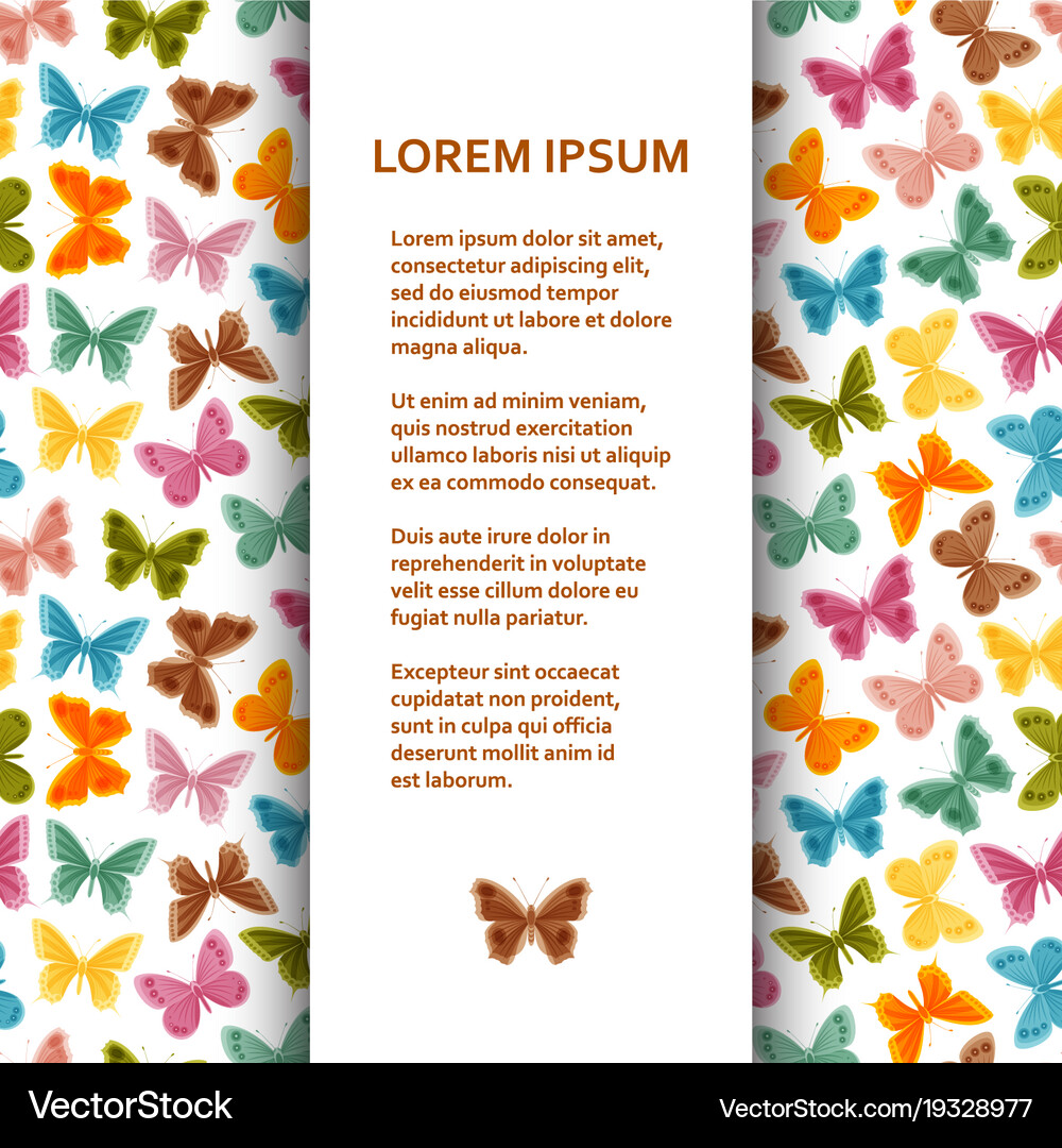 Flat poster or banner template with butterflies Vector Image
