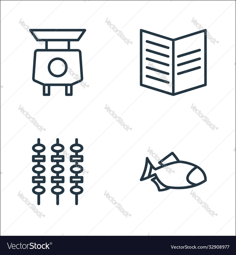 Food line icons linear set quality line set Vector Image