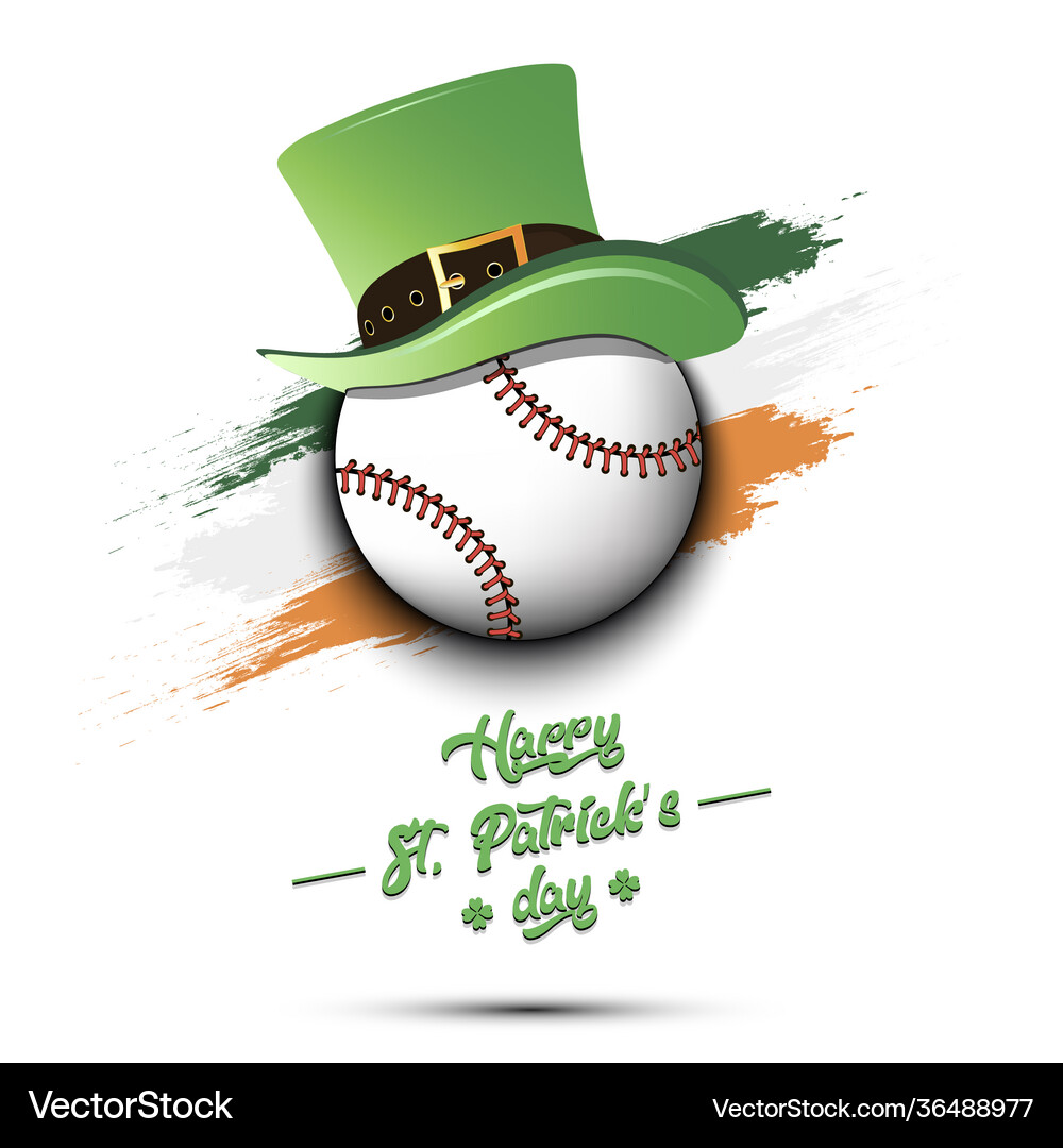 Happy st patricks day and baseball ball Royalty Free Vector