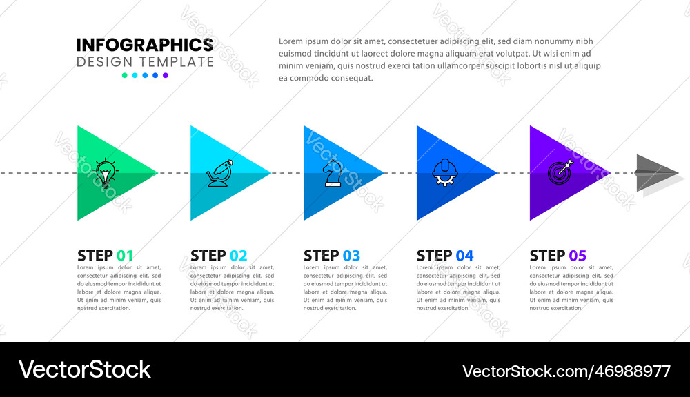 Infographic template paper plane with 5 arrows Vector Image