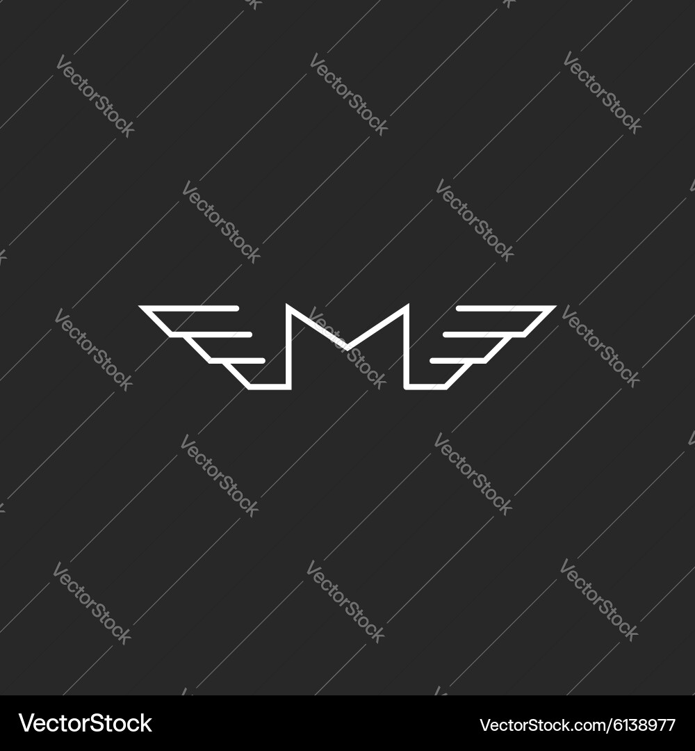 M wings letter logo monogram black and white Vector Image