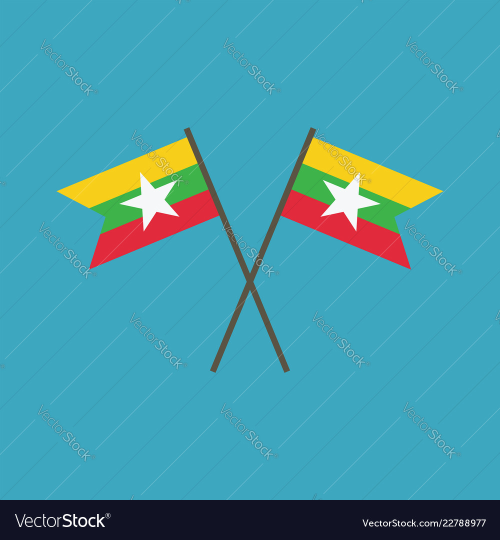 Myanmar flag icon in flat design Royalty Free Vector Image