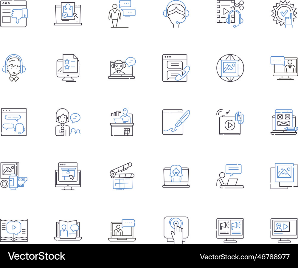Print media line icons collection typography Vector Image