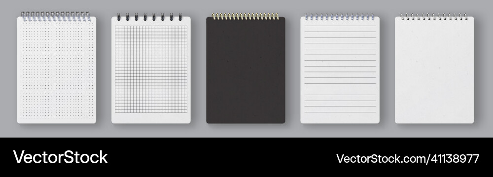 Realistic notebook cover mockup and paper pages Vector Image