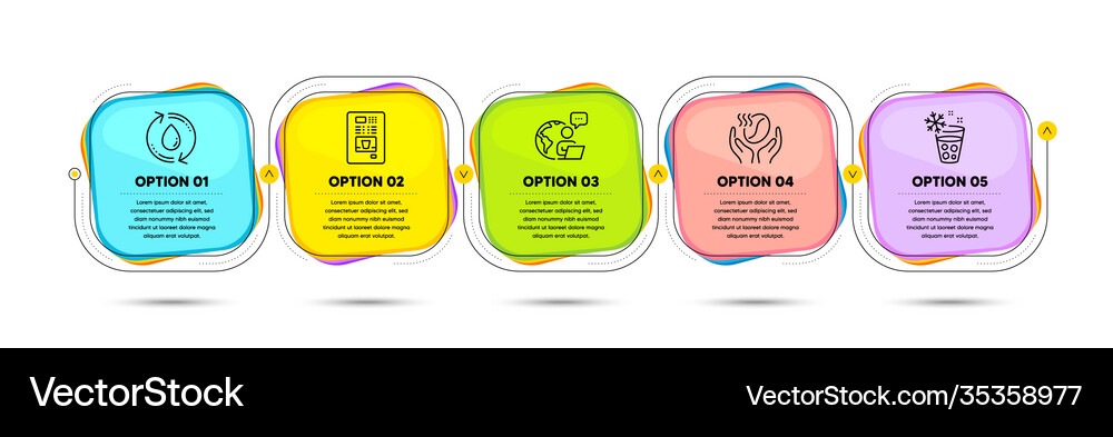 Refill water coffee and ice maker icons set Vector Image