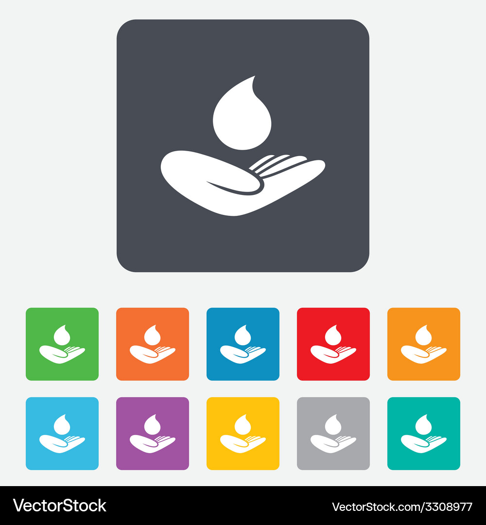 Save water sign hand holds drop symbol Royalty Free Vector