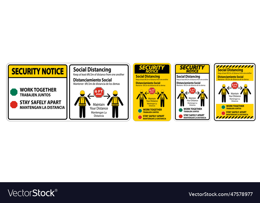 Security notice bilingual social distancing Vector Image