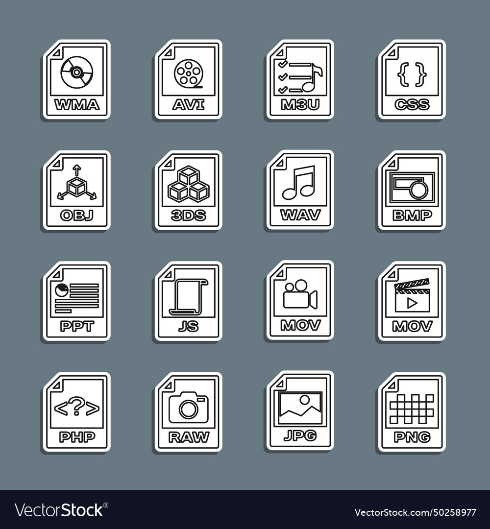 Set line png file document mov bmp m3u 3ds obj Vector Image Set line png file document mov bmp m3u 3ds obj Vector Image