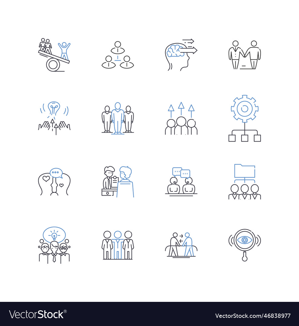 Syndicate association line icons collection Vector Image