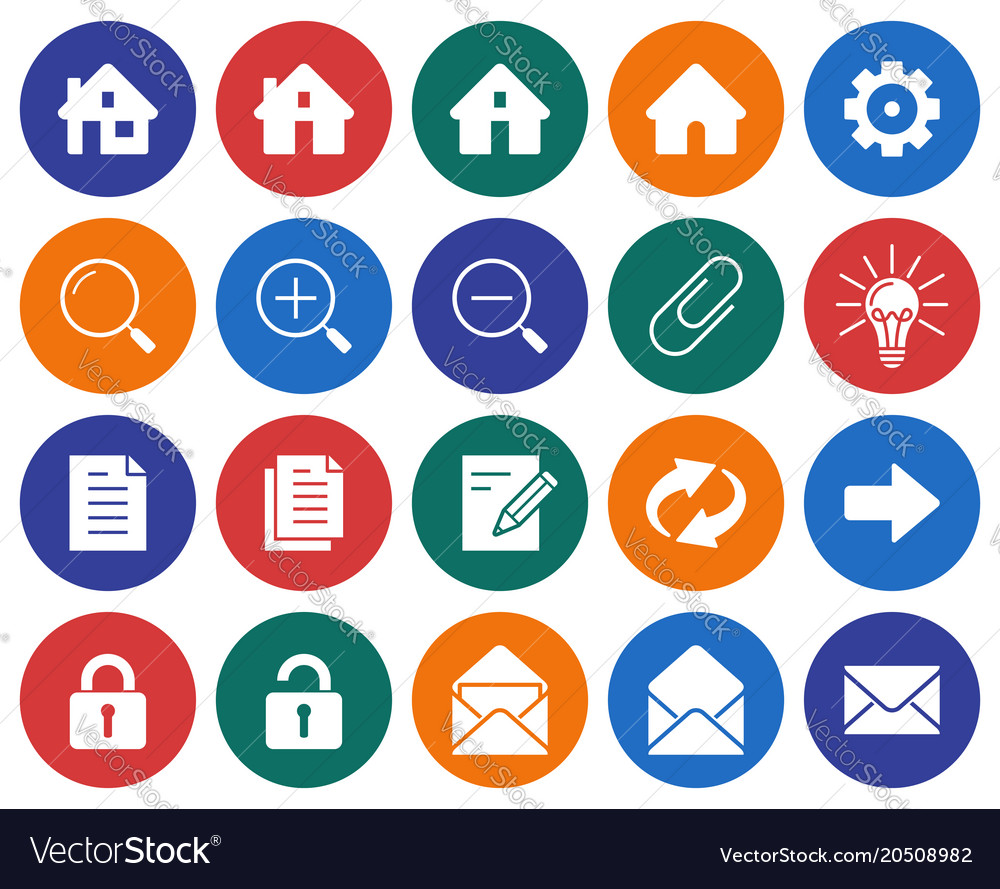 Collection round icons user interface set 1 Vector Image