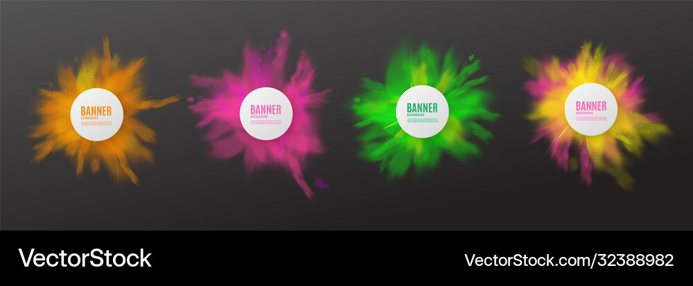 Colorful powder splash banner set - realistic Vector Image