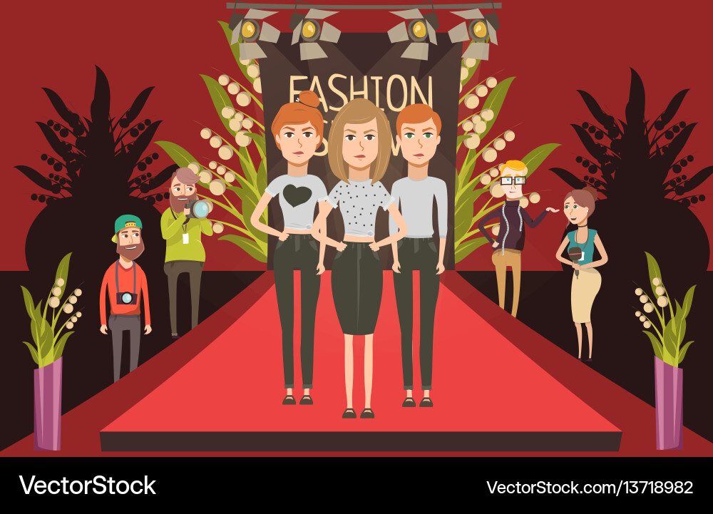 Fashion show catwalk composition Royalty Free Vector Image
