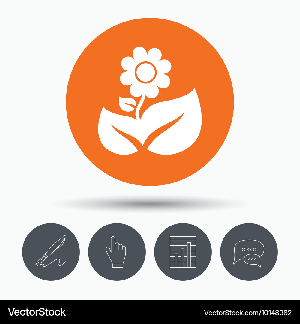 Flower icon florist plant with leaf sign Vector Image
