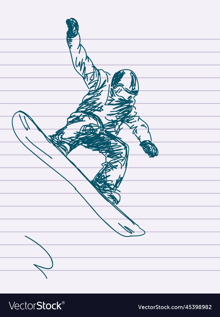 Hand drawn snowboarding Royalty Free Vector Image