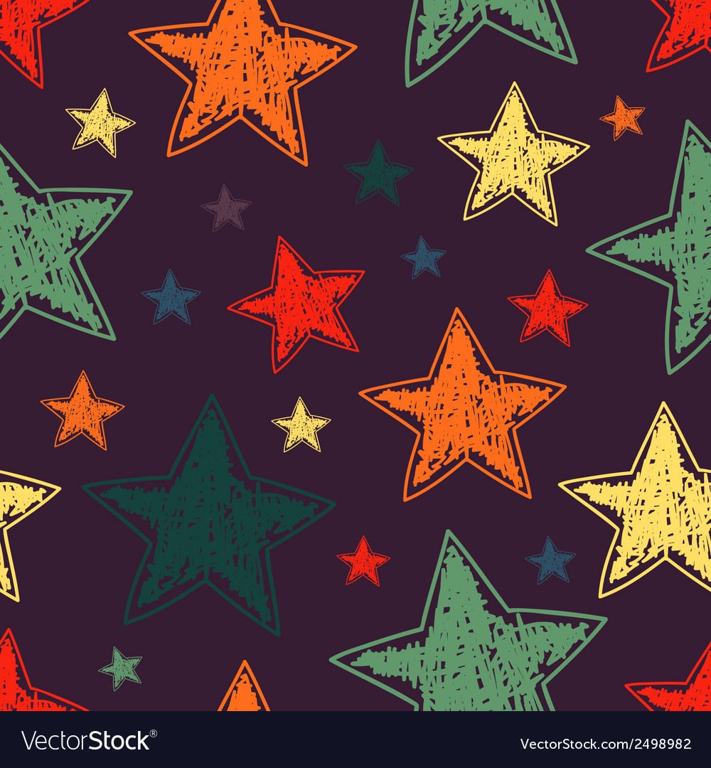 Hand drawn stars seamless pattern Royalty Free Vector Image