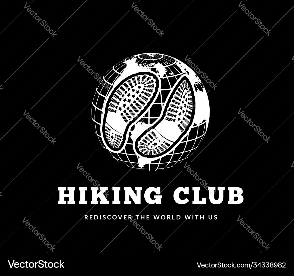 Hiking club with footprints Royalty Free Vector Image