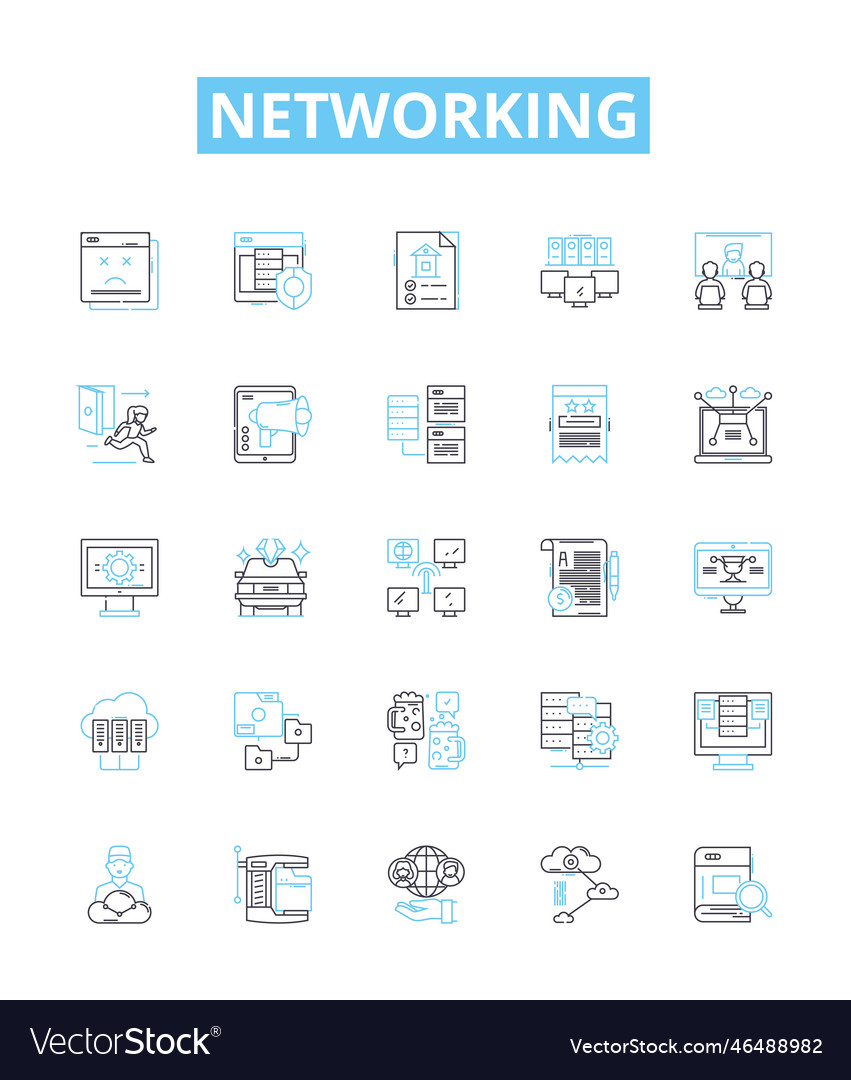 Networking line icons set lan Royalty Free Vector Image