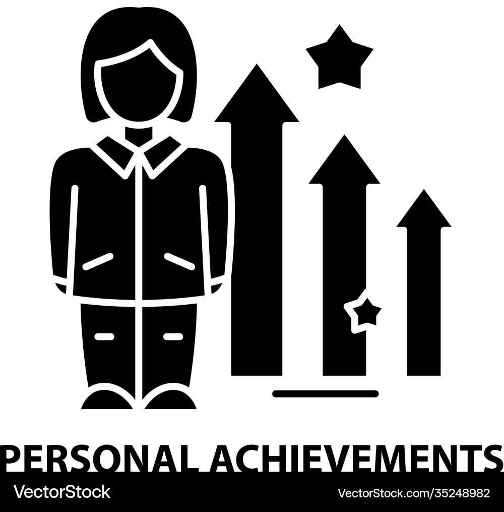 Personal achievements icon black sign Royalty Free Vector