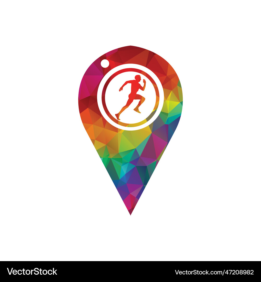 Running man fitness logo inside a shape Royalty Free Vector