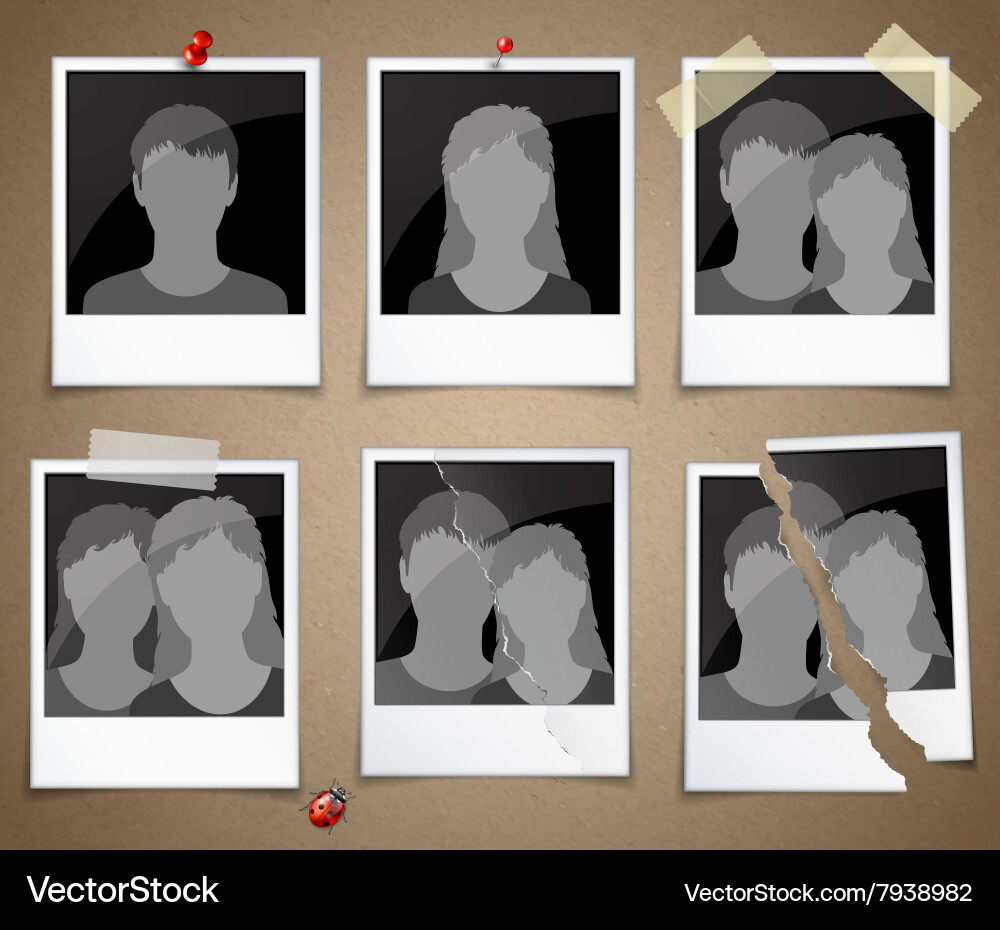 Set of photo frames with silhouettes Royalty Free Vector