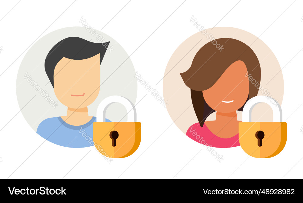 User privacy login lock icon flat cartoon graphic Vector Image